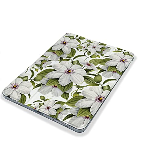 Kawaii White Flowers Cute Art case Compatible with iPad Mini Air Pro 7.9 8.3 9.7 10.2 10.9 11 12.9 inch Pattern Cover New 2022 2021 Trifold Stand 3 4 5 6 7 8 9 Generation 480 (12.9 Pro 3/4/5 gen)