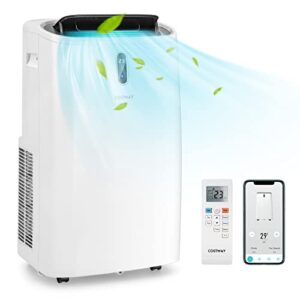 costway portable air conditioner, 14000 btu 4 in 1 ac unit with cool, fan, heat & dehumidifier, alexa voice-enabled air cooler with wifi smart app control, led display, 24h timer, cools up to 700 sq. ft (14000btu)