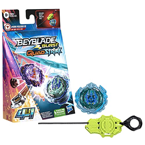 Beyblade Burst QuadStrike Hydra Poseidon P8 Spinning Top Starter Pack, Balance/Defense Type Battling Game with Launcher, Kids Toy Set