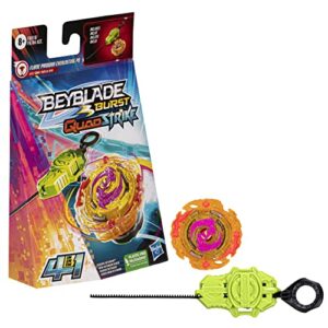 beyblade burst quadstrike flame pandora everlasting p8 spinning top starter pack, balance/attack type battling game toy set with launcher