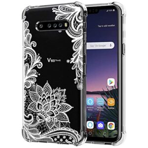 ueokeird phone case for lg v60 thinq 5g case/lg v60/lm-v600 case girls women, slim shockproof clear floral pattern soft flexible tpu protective cover for lg v60 (mandala)