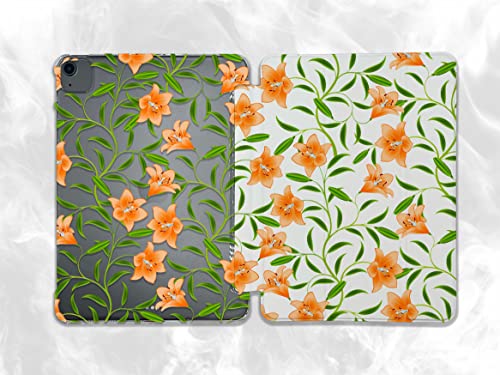 Kawaii Orange Flowers Cute case Compatible with iPad Mini Air Pro 7.9 8.3 9.7 10.2 10.9 11 12.9 inch Pattern Cover New 2022 2021 Trifold Stand 3 4 5 6 7 8 9 Generation 521 (10.2" 7/8/9 gen)