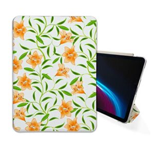 Kawaii Orange Flowers Cute case Compatible with iPad Mini Air Pro 7.9 8.3 9.7 10.2 10.9 11 12.9 inch Pattern Cover New 2022 2021 Trifold Stand 3 4 5 6 7 8 9 Generation 521 (10.2" 7/8/9 gen)