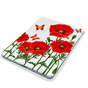 Cute Poppy Red Kawaii Flower case Compatible with iPad Mini Air Pro 7.9 8.3 9.7 10.2 10.9 11 12.9 inch Pattern Cover New 2022 2021 Trifold Stand 3 4 5 6 7 8 9 Generation 524 (11" Pro 1/2/3 gen)