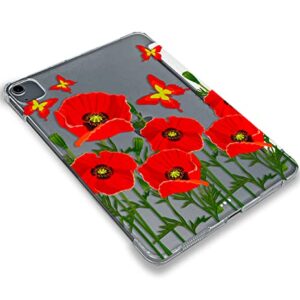 Cute Poppy Red Kawaii Flower case Compatible with iPad Mini Air Pro 7.9 8.3 9.7 10.2 10.9 11 12.9 inch Pattern Cover New 2022 2021 Trifold Stand 3 4 5 6 7 8 9 Generation 524 (12.9 Pro 3/4/5 gen)