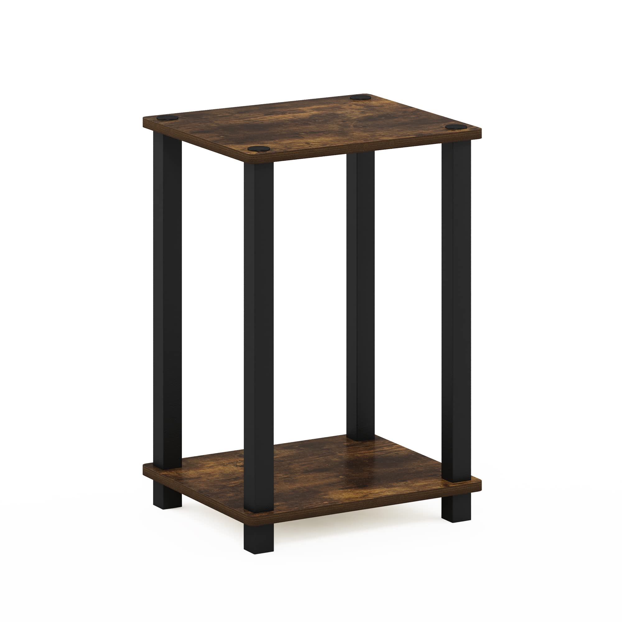 Furinno Simplistic 1-Tier End Side Night Stand/Bedside Table with Plastic Poles, Amber Pine/Black