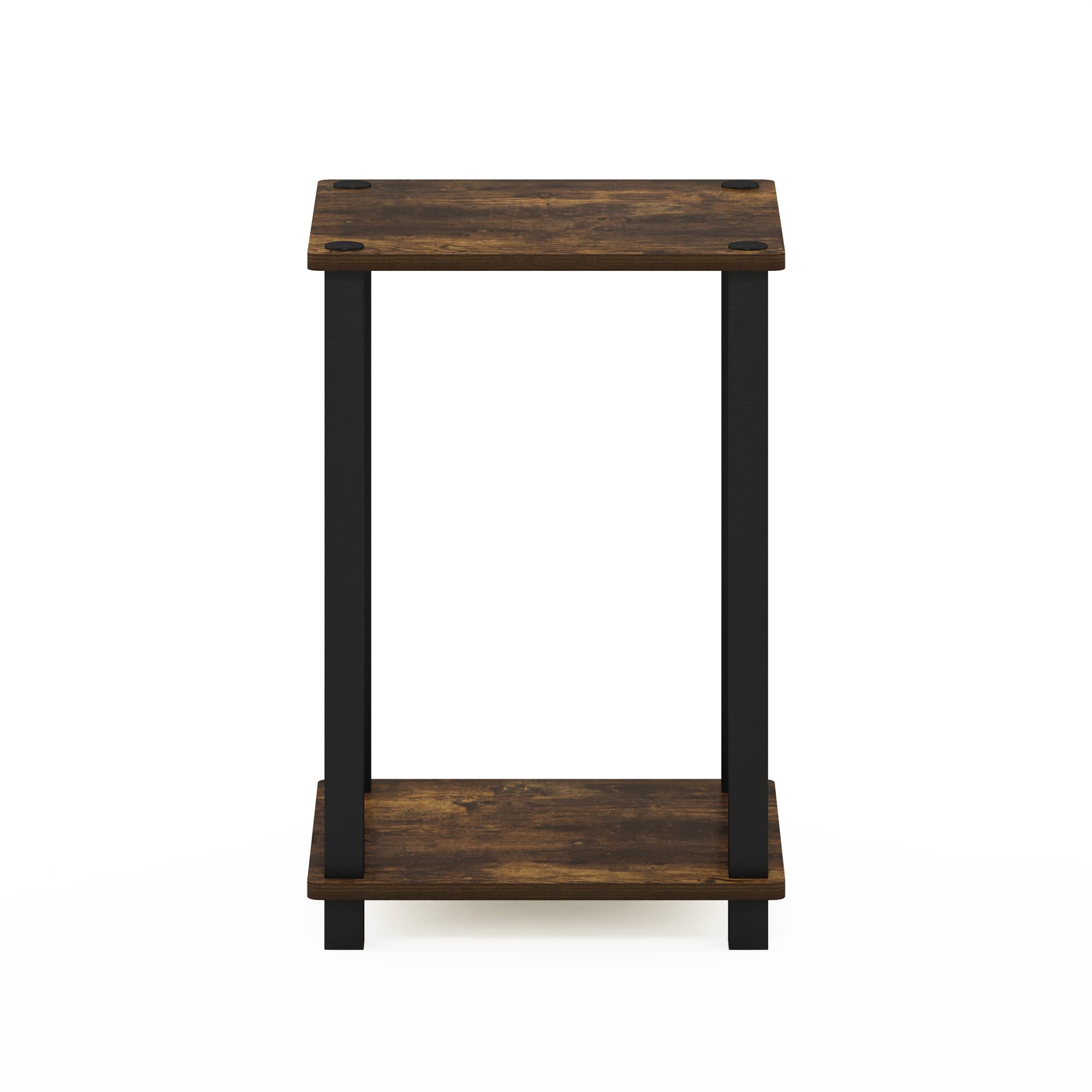 Furinno Simplistic 1-Tier End Side Night Stand/Bedside Table with Plastic Poles, Amber Pine/Black