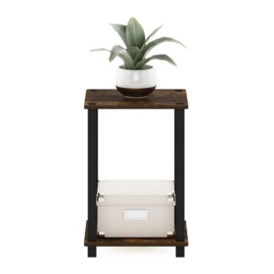 Furinno Simplistic 1-Tier End Side Night Stand/Bedside Table with Plastic Poles, Amber Pine/Black