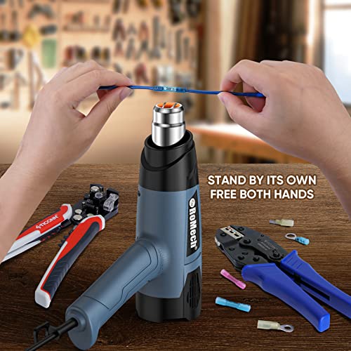 ROMECH Heat Gun 1500W Variable Temperature Control with 2 Air Volume Setting Heavy Duty Hot Air Gun Kit 120°F~1200°F (50°C~650°C) with 4 Nozzles for Crafts Shrink Wrap (Blue)