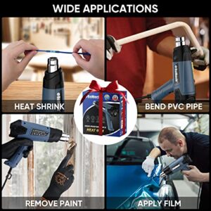 ROMECH Heat Gun 1500W Variable Temperature Control with 2 Air Volume Setting Heavy Duty Hot Air Gun Kit 120°F~1200°F (50°C~650°C) with 4 Nozzles for Crafts Shrink Wrap (Blue)