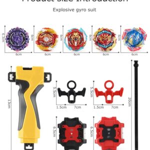 GOIJRER Metal Master Fusion Gyro Toys for Kids, 5 Pieces Battling Top Battle Burst High Performance Set with 2 Launchers