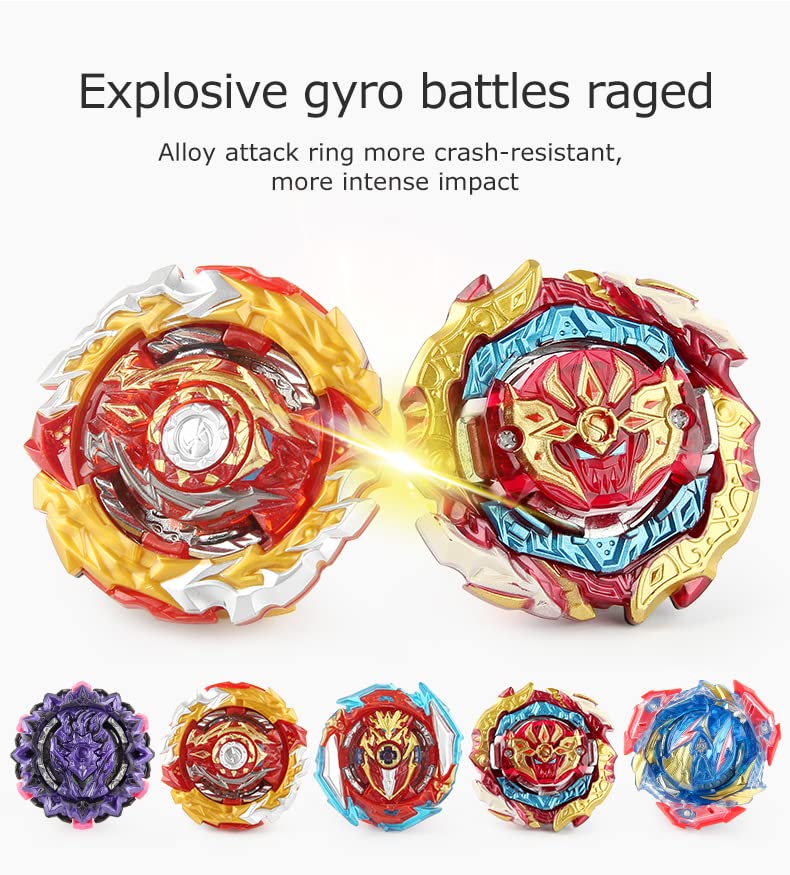 GOIJRER Metal Master Fusion Gyro Toys for Kids, 5 Pieces Battling Top Battle Burst High Performance Set with 2 Launchers