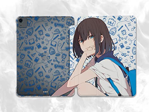 Cute Anime Kawaii Schoolgirl case Compatible with iPad Mini Air Pro 7.9 8.3 9.7 10.2 10.9 11 12.9 inch Pattern Cover New 2022 2021 Trifold Stand 3 4 5 6 7 8 9 Generation 538 (12.9 Pro 3/4/5 gen)