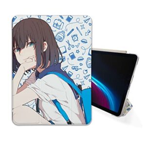 Cute Anime Kawaii Schoolgirl case Compatible with iPad Mini Air Pro 7.9 8.3 9.7 10.2 10.9 11 12.9 inch Pattern Cover New 2022 2021 Trifold Stand 3 4 5 6 7 8 9 Generation 538 (12.9 Pro 3/4/5 gen)