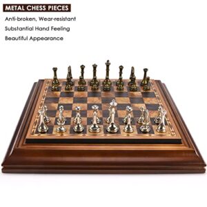 AMEROUS 14 inches Wooden Chess Set with Metal Chess Pieces / 2.5'' King/Storage for Chessmen/Gift Package/Instructions/Classic Board Game