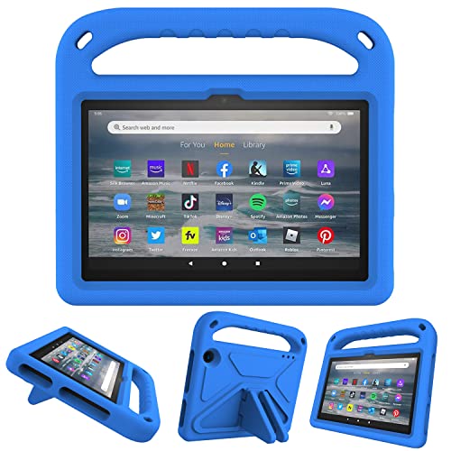 JGY Fire 7 2022 12th Gen Kids case with Handle Stand Amazon Fire 7 EVA Kid-Proof Rugged Shockproof Full Cover Fire 7 Case for Boy Girl Kids (Blue)