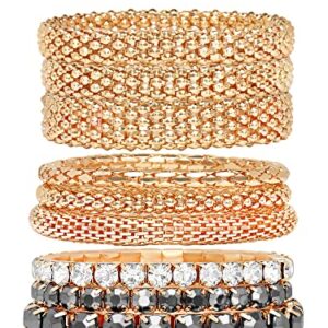 Badgley Mischka Women's Bracelet - Stackable Stretch Layered Crystal Snake Panther Link Mesh Bangle Tennis Bracelet, Yellow