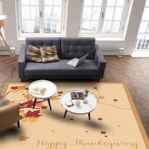 Indoor Area Rugs Thanksgiving Autumn Branches Non-Slip Floor Mats Red Yellow Maple Leaf Rectangular Carpet Soft Washable Rugs for Living Room/Bedroom/Hallway Home Decor - 4x6 Feet