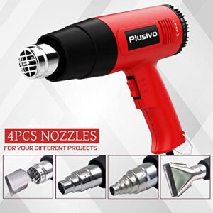 Heat Gun 2000W Fast Heat Heavy Duty Hot Air Gun Adjustable Temperature Control 122~1112℉ (50-600℃) Dual Speed 4 Nozzles for DIY Crafts, Shrinking Tubes, Bending PVC, Stripping Paint from Plusivo