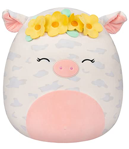 Squishmallows 16-Inch Rosie Spotted Pig with Yellow Flower Crown - Large Ultrasoft Official Kelly Toy Plush - Amazon Exclusive