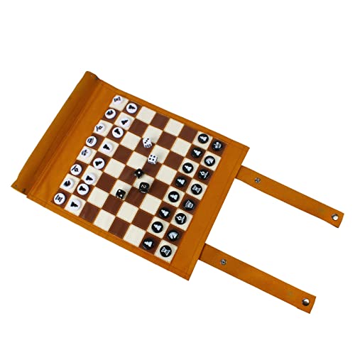 Andux Rollable 3 in 1 Chess Backgammon Board Game Microfiber Portable Chess Set PGSLQ-01(Brown)