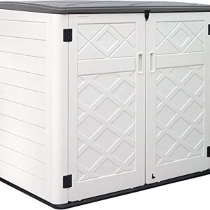 KINYING Larger Outdoor Storage Shed Weather Resistance, Horizontal Outdoor Storage Box Waterproof for Garden, Patios, Backyards, 48 Cu.ft Capacity for Bike, Garbage Cans, Lawn Mower, Garden Tools