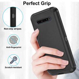 Asuwish Phone Case for LG V60 ThinQ V60ThinQ 5G G9 Thin Q with Tempered Glass Screen Protector and Cell Cover Hybrid Rugged Shockproof Hard Protective Accessories LGV60 V 60 60ThinQ 60V Women Black