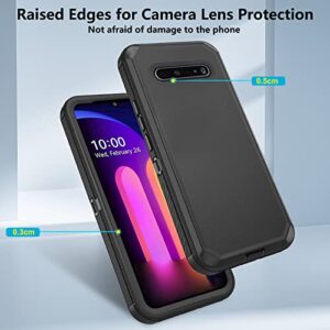 Asuwish Phone Case for LG V60 ThinQ V60ThinQ 5G G9 Thin Q with Tempered Glass Screen Protector and Cell Cover Hybrid Rugged Shockproof Hard Protective Accessories LGV60 V 60 60ThinQ 60V Women Black