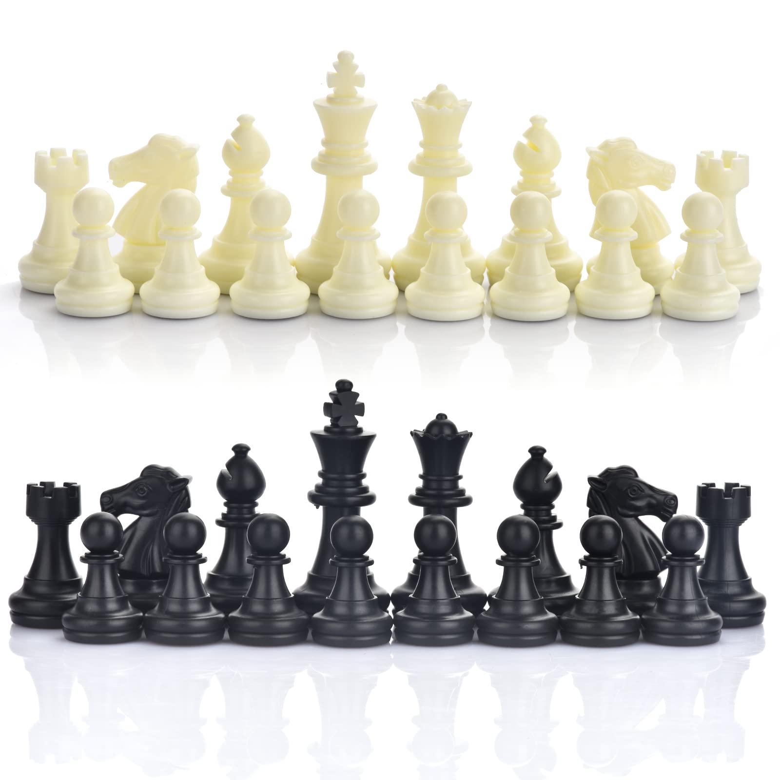 QuadPro Chess Pieces Only, Magnetic Plastic Chessman Set for Replacement of Missing Pieces, Include Storage Bag (1.96” King - Small)