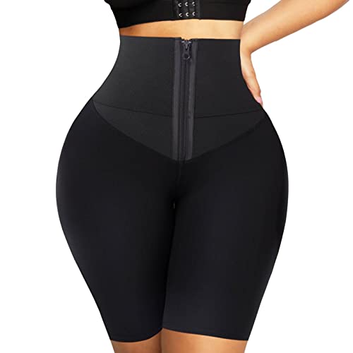 FeelinGirl Workout Shorts Butt Lifting Booty Shorts Waist Trainer High Waisted Thigh Slimmer Athletic Running Gym Yoga Active Shorts Black XL