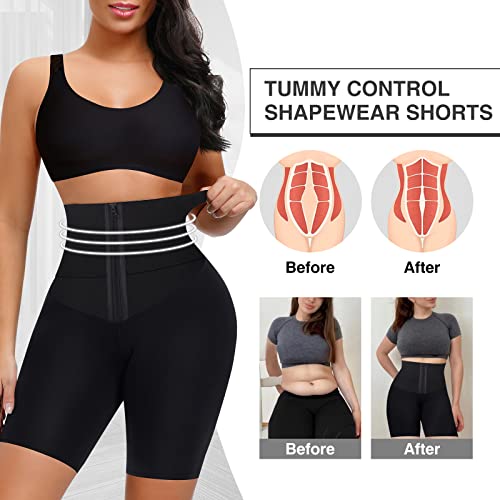 FeelinGirl Workout Shorts Butt Lifting Booty Shorts Waist Trainer High Waisted Thigh Slimmer Athletic Running Gym Yoga Active Shorts Black XL