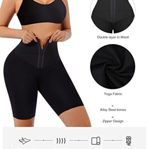 FeelinGirl Workout Shorts Butt Lifting Booty Shorts Waist Trainer High Waisted Thigh Slimmer Athletic Running Gym Yoga Active Shorts Black XL