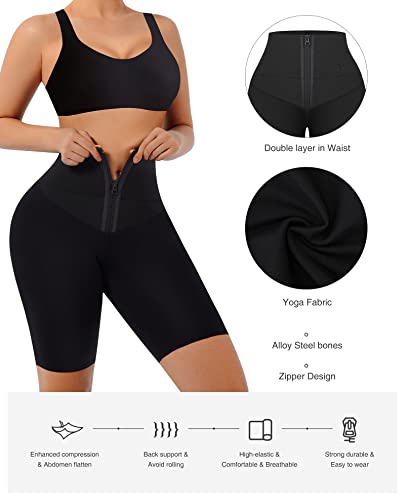 FeelinGirl Workout Shorts Butt Lifting Booty Shorts Waist Trainer High Waisted Thigh Slimmer Athletic Running Gym Yoga Active Shorts Black XL