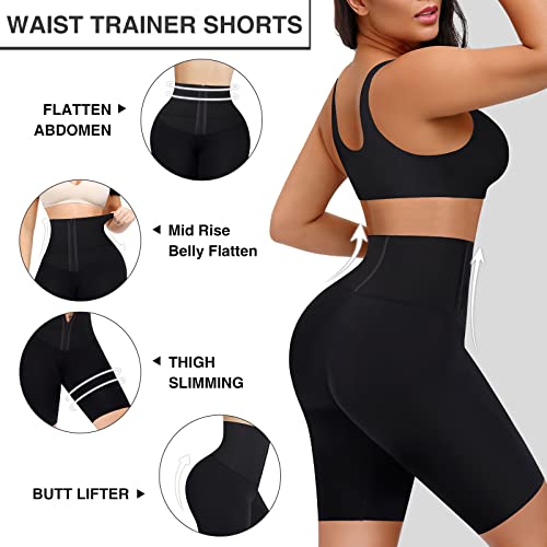 FeelinGirl Workout Shorts Butt Lifting Booty Shorts Waist Trainer High Waisted Thigh Slimmer Athletic Running Gym Yoga Active Shorts Black XL