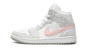 jordan womens wmns air jordan 1 mid se dn4045 001 heather grey/pink - size 6w