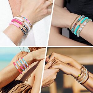 Jadive 36 Pcs Heishi Clay Bead Bracelet Stackable Stretch Women Jewelry Bracelets Y2k Bracelets Colorful Beaded Bracelets for Women Boho Aesthetic Surfer Beach Preppy Bracelet