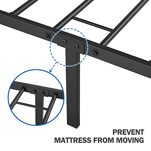 Yaheetech King Size Metal Bed Platform with Headboard and Footboard/Mattress Foundation/Under Bed Storage Black