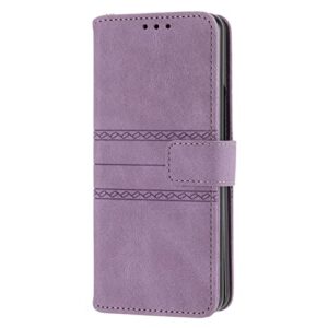 wallet case for samsung galaxy z fold 3, pu leather flip folio cover with card slots magnetic closure and kickstand tpu protective phone cases,purple