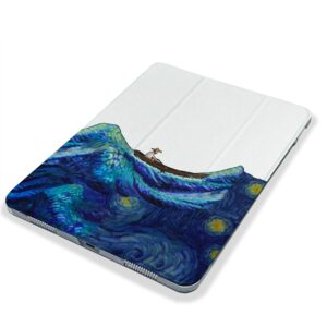 Great Wave Kanagawa Starry Night case Compatible with iPad Mini Air Pro 7.9 8.3 9.7 10.2 10.9 11 12.9 inch Pattern Cover New 2022 2021 Trifold Stand 3 4 5 6 7 8 9 Generation 584 (10.2" 7/8/9 gen)