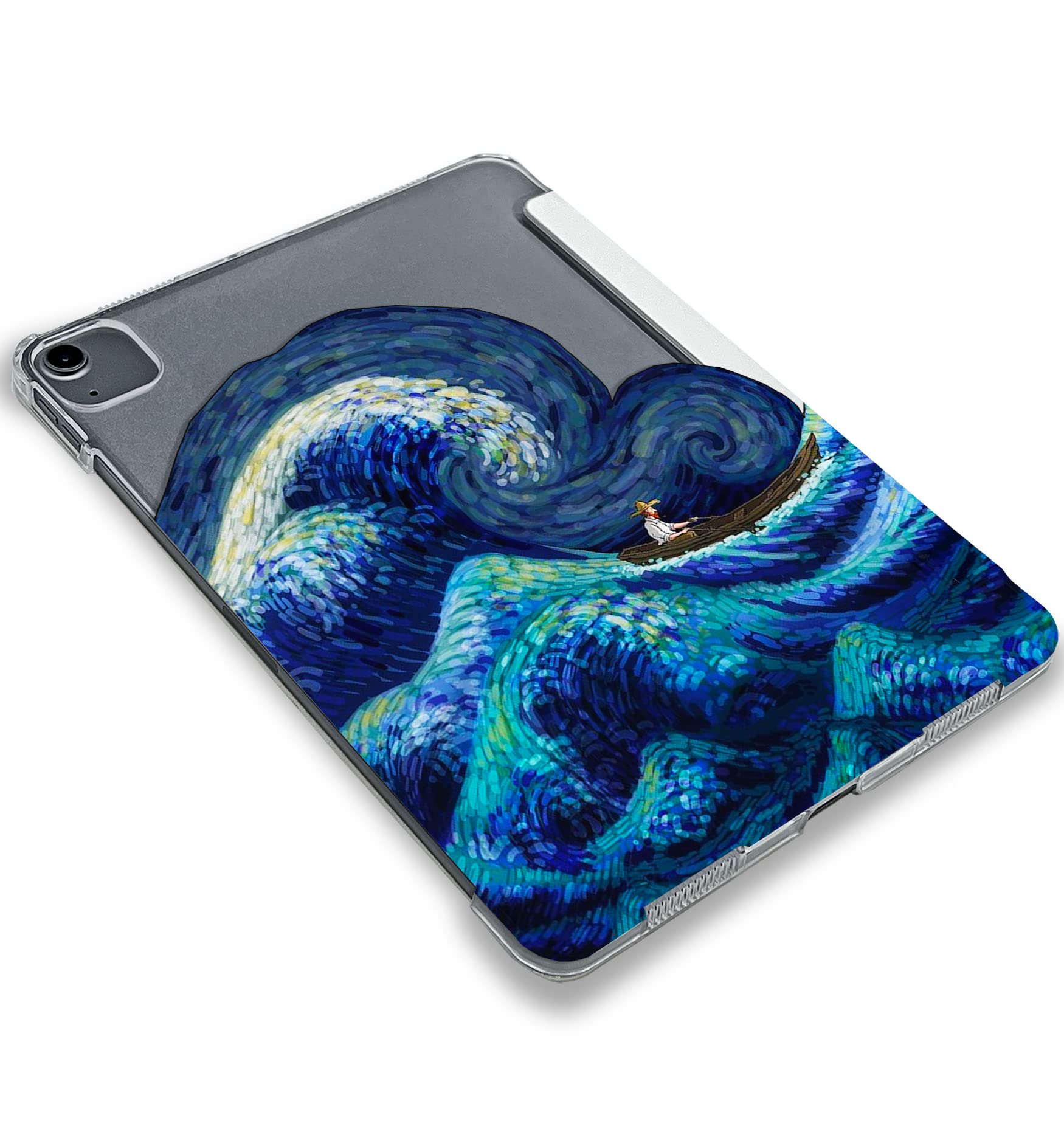 Great Wave Kanagawa Starry Night case Compatible with iPad Mini Air Pro 7.9 8.3 9.7 10.2 10.9 11 12.9 inch Pattern Cover New 2022 2021 Trifold Stand 3 4 5 6 7 8 9 Generation 584 (10.2" 7/8/9 gen)