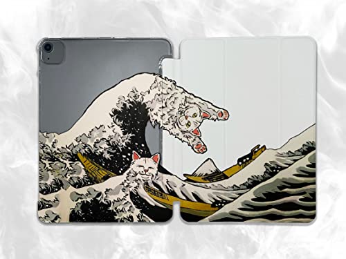 Great Wave Kanagawa Cat case Compatible with iPad Mini Air Pro 7.9 8.3 9.7 10.2 10.9 11 12.9 inch Pattern Cover New 2022 2021 Trifold Stand 3 4 5 6 7 8 9 Generation 583 (10.2" 7/8/9 gen)