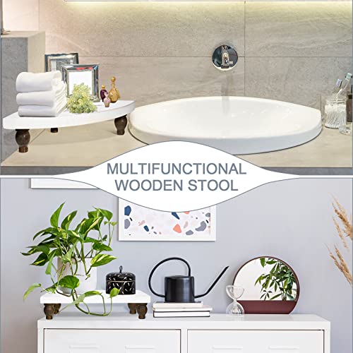 2 Pieces Wood Riser Decorative Wooden Tray Corner Counter Shelf Wood Stackable Pedestal Stand Display Riser for Bathroom Kitchen Living Room Home Accessories