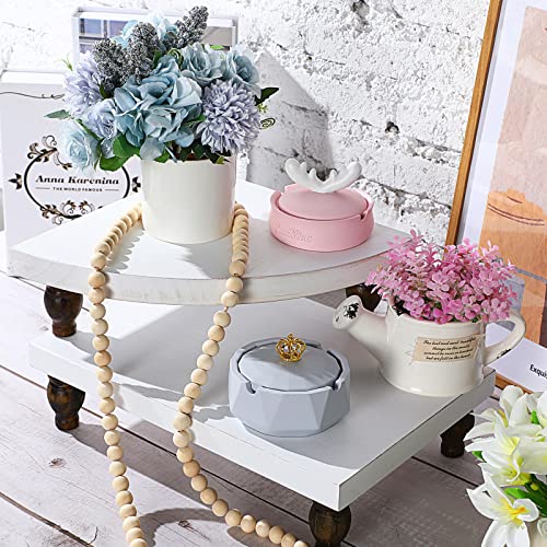 2 Pieces Wood Riser Decorative Wooden Tray Corner Counter Shelf Wood Stackable Pedestal Stand Display Riser for Bathroom Kitchen Living Room Home Accessories