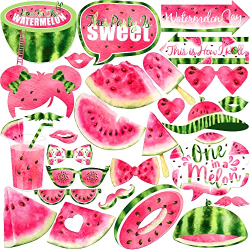 KatchOn, One in A Melon Photo Props - Pack of 28, Watermelon Photo Props, Watermelon Decorations | One in A Melon Party Decorations for Watermelon Birthday Decorations | Watermelon Photo Booth Props