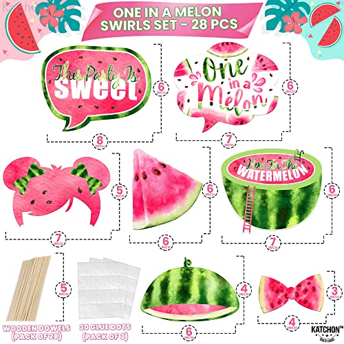 KatchOn, One in A Melon Photo Props - Pack of 28, Watermelon Photo Props, Watermelon Decorations | One in A Melon Party Decorations for Watermelon Birthday Decorations | Watermelon Photo Booth Props