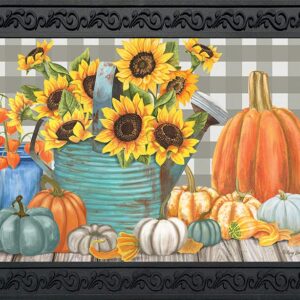 Briarwood Lane Sunflower Watering Can Fall Doormat Pumpkins Floral 30" x 18"