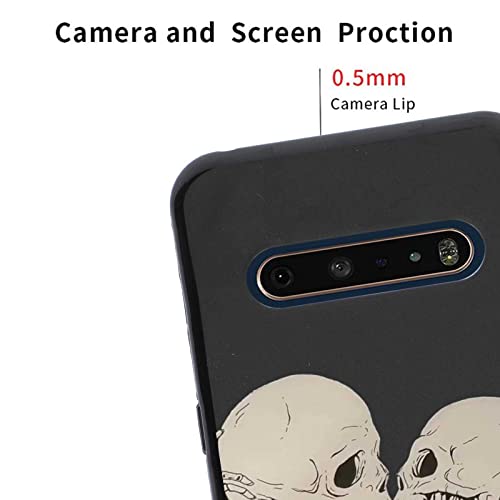 JMFHCD Compatible with LG V60 ThinQ 5G Case, Skull Love Romantic Skeleton Graphic Trendy Design for LG Case Boys Men Women, Soft Silicone Protective Cool Case for LG