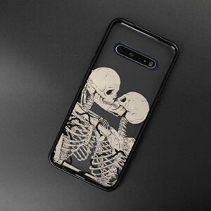 JMFHCD Compatible with LG V60 ThinQ 5G Case, Skull Love Romantic Skeleton Graphic Trendy Design for LG Case Boys Men Women, Soft Silicone Protective Cool Case for LG