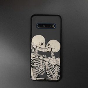 JMFHCD Compatible with LG V60 ThinQ 5G Case, Skull Love Romantic Skeleton Graphic Trendy Design for LG Case Boys Men Women, Soft Silicone Protective Cool Case for LG