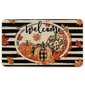 hexagram fall door mats 17x29 inch, fall welcome mats outdoor, autumn fall pumpkin farmhouse buffalo plaid doormats for front door decorations, decorative fall decor for home